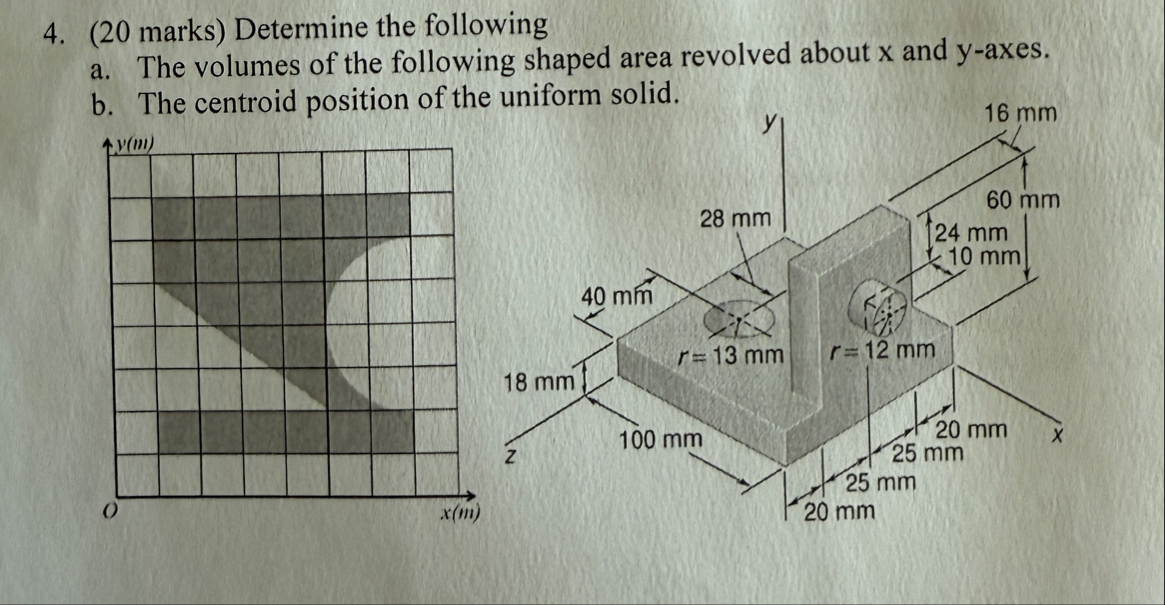 Solved (20 ﻿marks) ﻿Determine the followinga. ﻿The volumes | Chegg.com