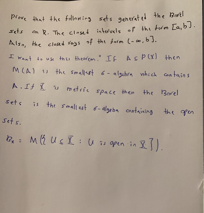 Solved The closed prove that the following sets generated | Chegg.com