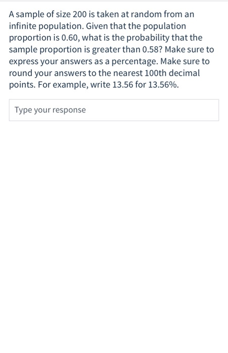 Solved A sample of size 200 is taken at random from an | Chegg.com