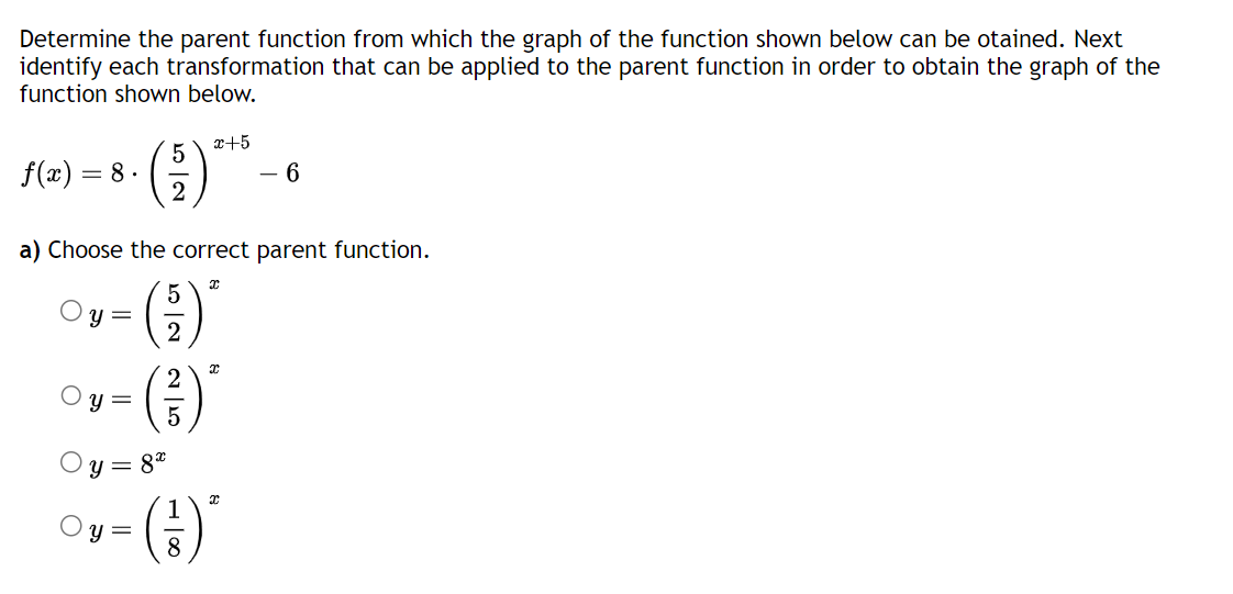 Solved Determine the parent function from which the graph of | Chegg.com