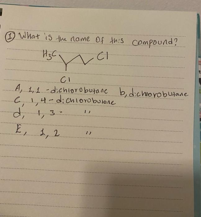 Solved @ What is the name of this Cl compound? Hzc w Y 2 ci | Chegg.com