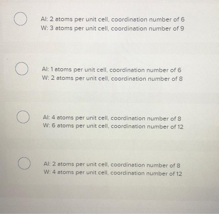 Solved Aluminum (Al) forms a body centered unit cell. | Chegg.com