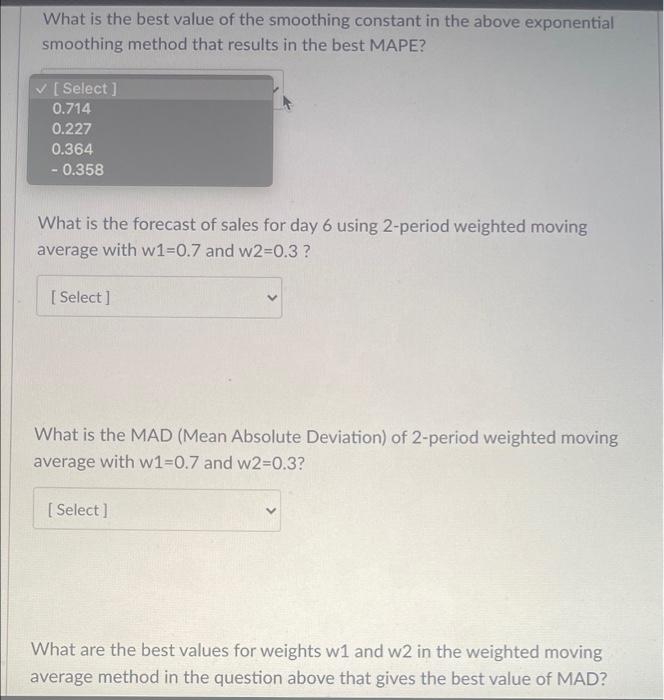 Solved What is the best value of the smoothing constant in | Chegg.com