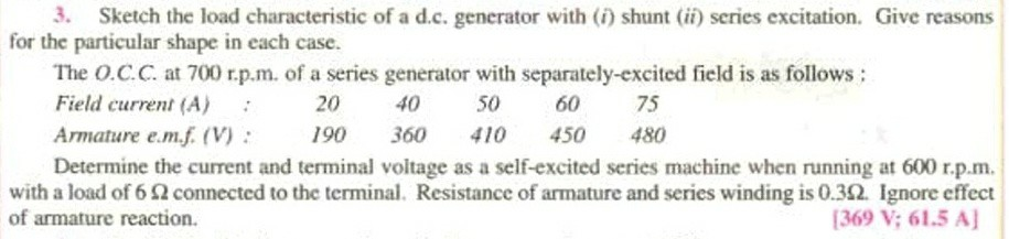 Solved 3. Sketch the load characteristic of a d.c. generator | Chegg.com