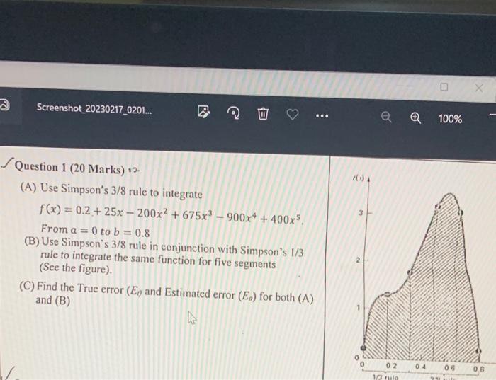 Solved (A) Use Simpson's 3/8 rule to integrate | Chegg.com