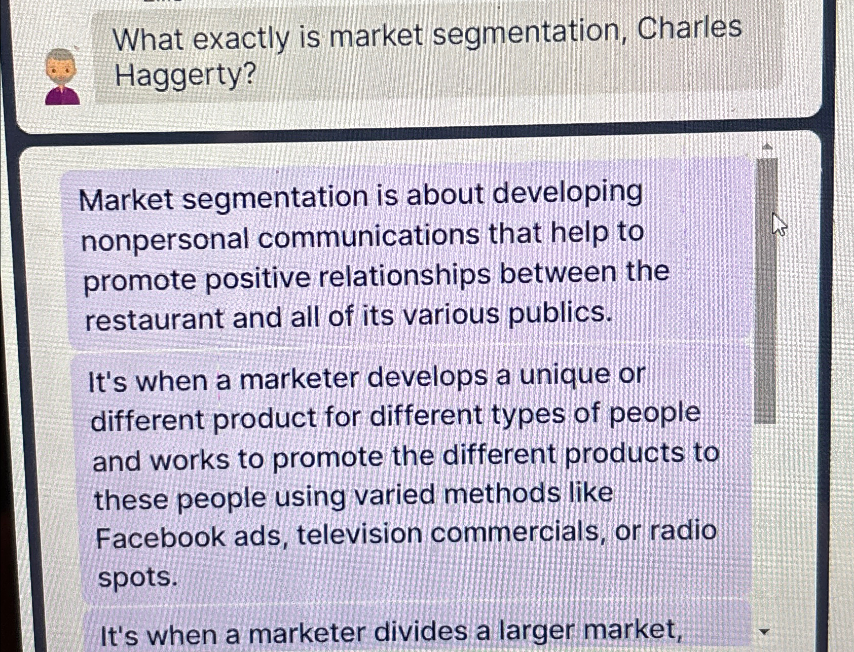 Solved What exactly is market segmentation, Charles | Chegg.com