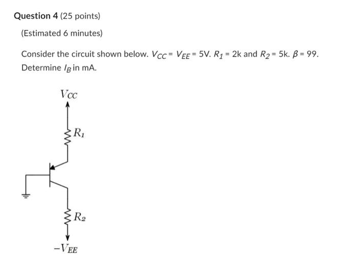 Solved Consider the circuit shown below. VCC=VEE=5 V.R1=2k | Chegg.com