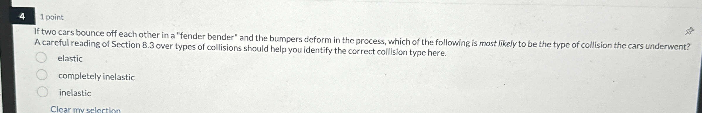 Solved 41 ﻿pointIf two cars bounce off each other in a | Chegg.com