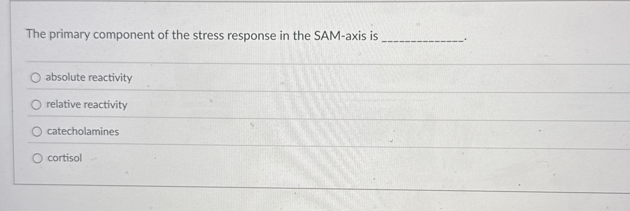 Solved The primary component of the stress response in the | Chegg.com