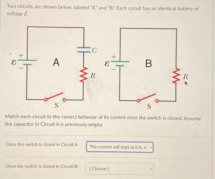 Solved Two circuits are shown below, labeled "A" and "B." | Chegg.com