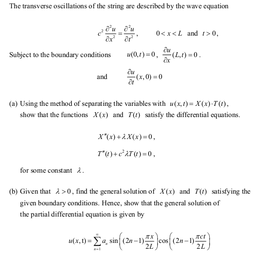 Solved The transverse oscillations of the string are | Chegg.com