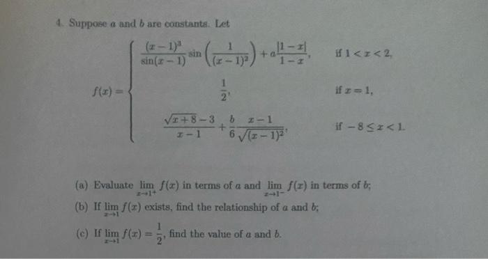 Solved 4. Suppose a and b are constants. Let | Chegg.com