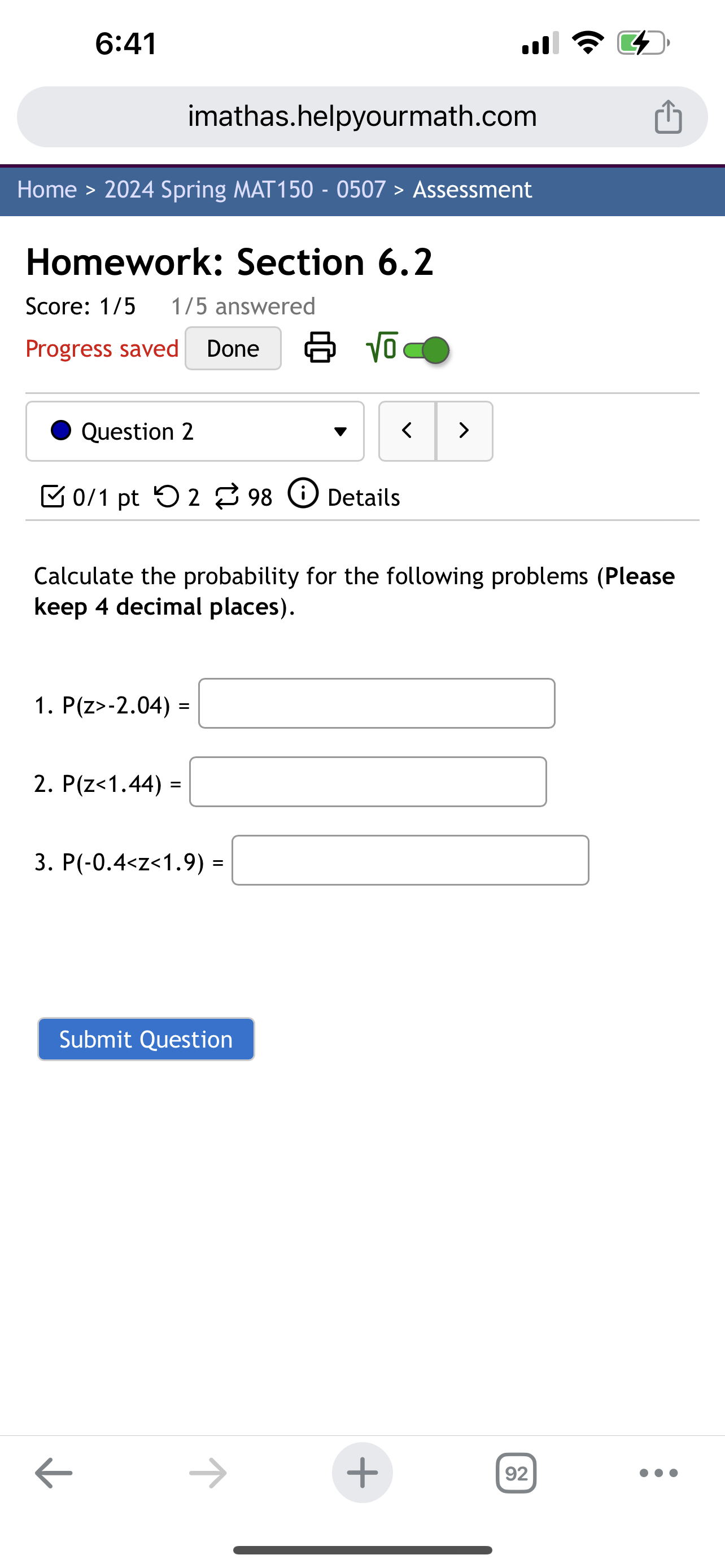 Solved 6:41.11~~ ?imathas.helpyourmath.comHome > 2024 | Chegg.com
