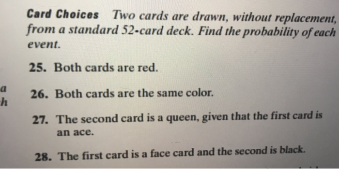 Solved Card Choices Two cards are drawn, without | Chegg.com