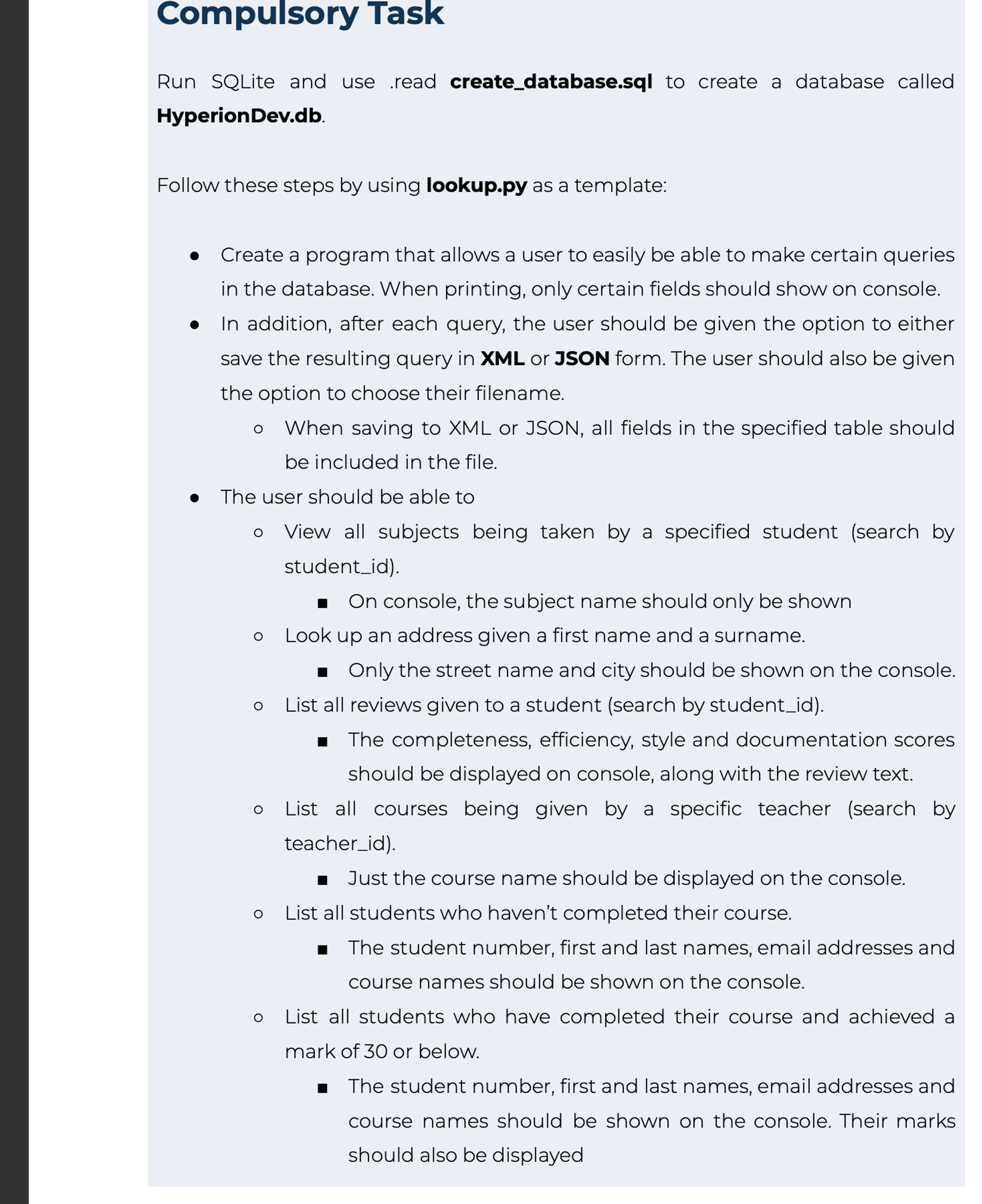 Solved HyperionDev strives to provide | Chegg.com