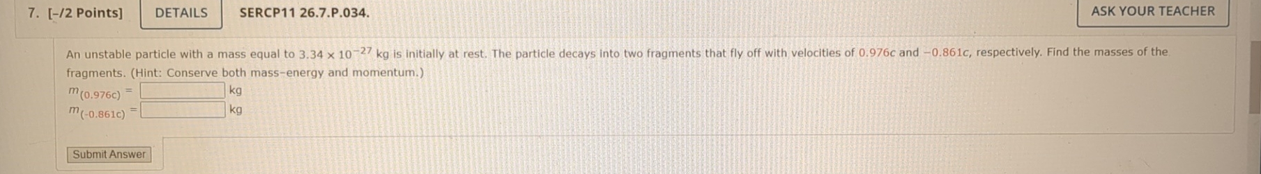 Solved An unstable particle with a mass equal to | Chegg.com