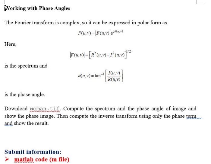 Solved Working with Phase Angles The Fourier transform is | Chegg.com