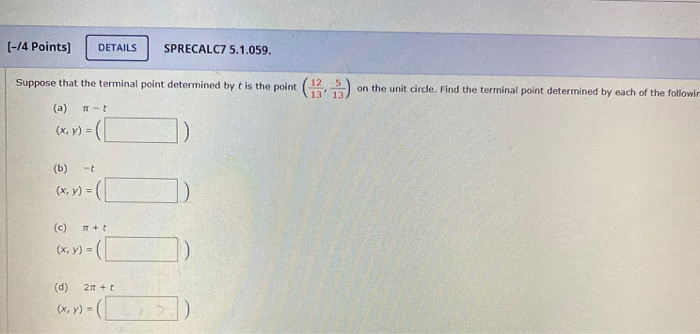 Solved [-14 Points) DETAILS SPRECALC7 5.1.059. Suppose that | Chegg.com