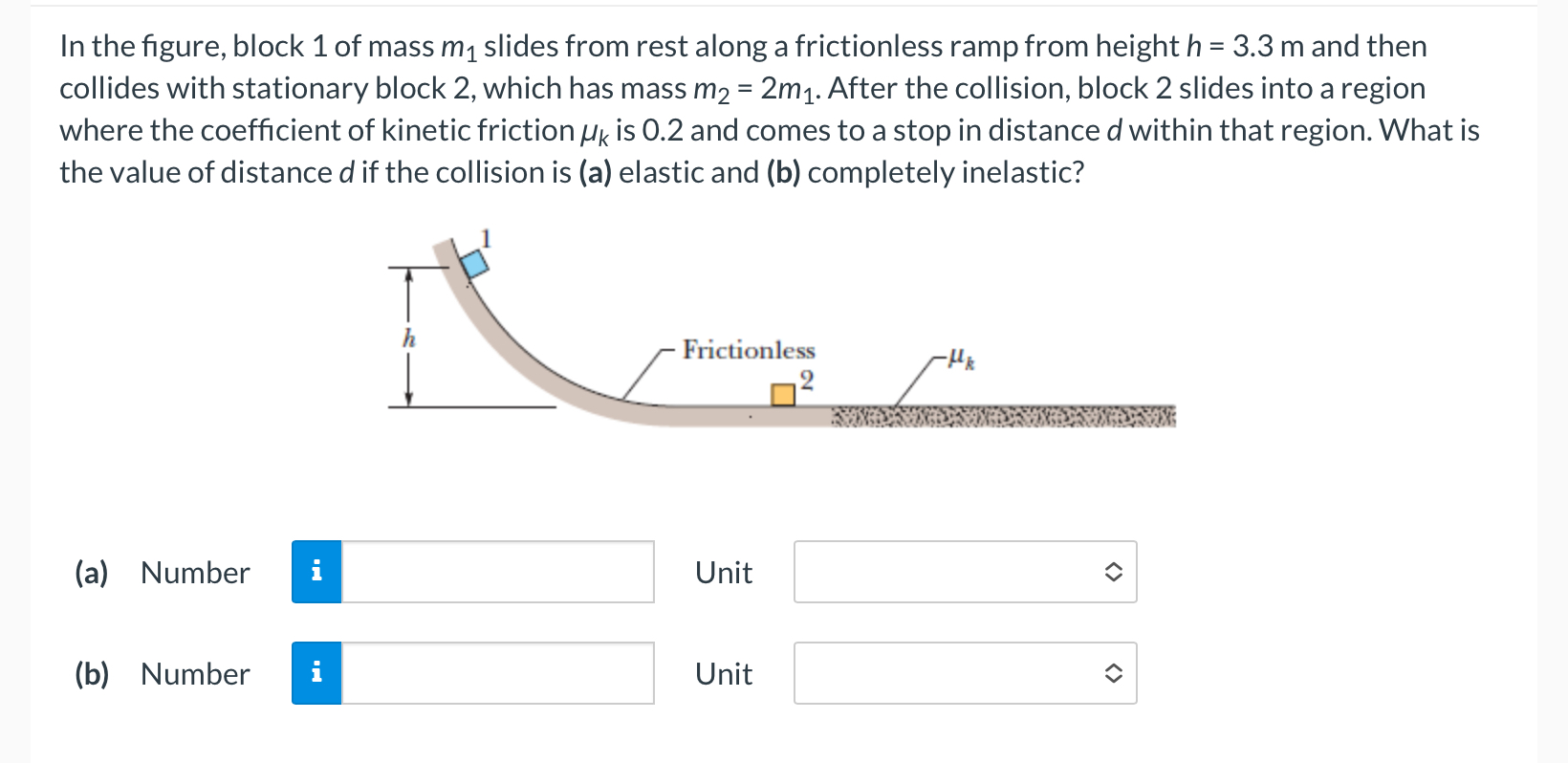 Solved In the figure, block 1 ﻿of mass m1 ﻿slides from rest | Chegg.com
