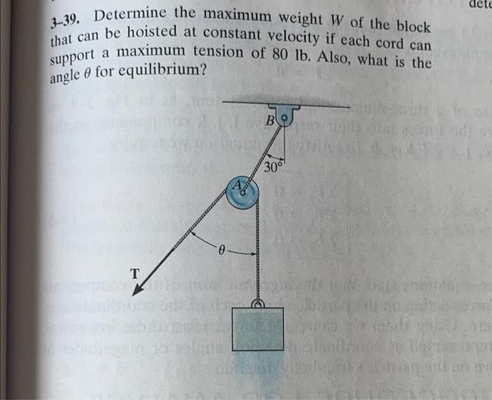 Solved 3-39. Determine the maximum weight W of the block | Chegg.com