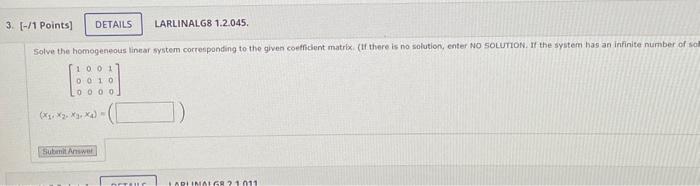 Solved Solve the homogeneous linear system corresponding to | Chegg.com