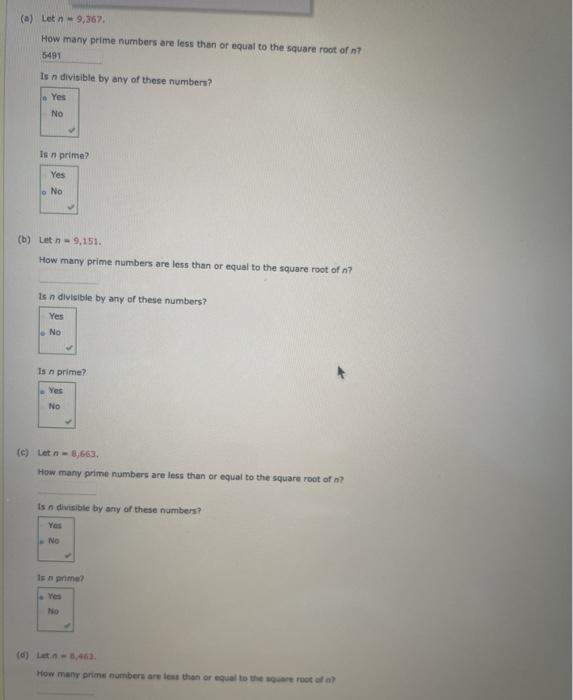 Solved (a) Letn 9,367 How many prime numbers are less than | Chegg.com