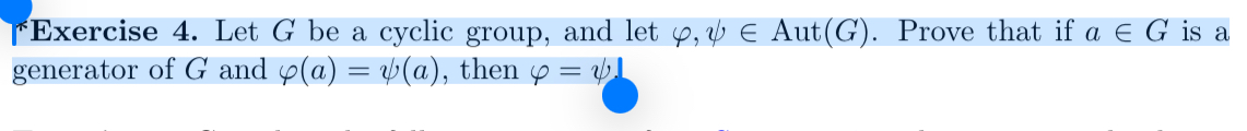 Solved *Exercise 4. ﻿Let G ﻿be a cyclic group, and let | Chegg.com