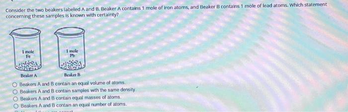 Solved Consider the two beakers labeled A and B. Beaker A | Chegg.com