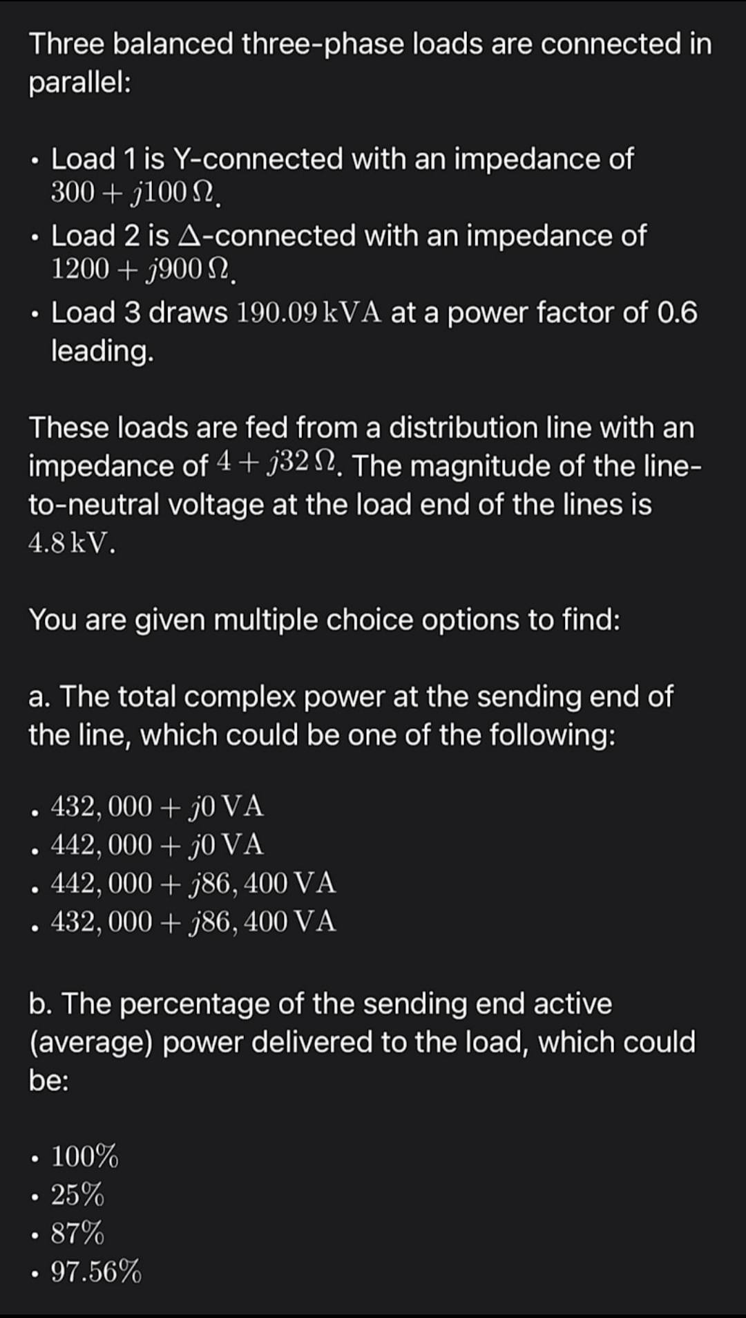 Solved Three balanced three-phase loads are connected in | Chegg.com