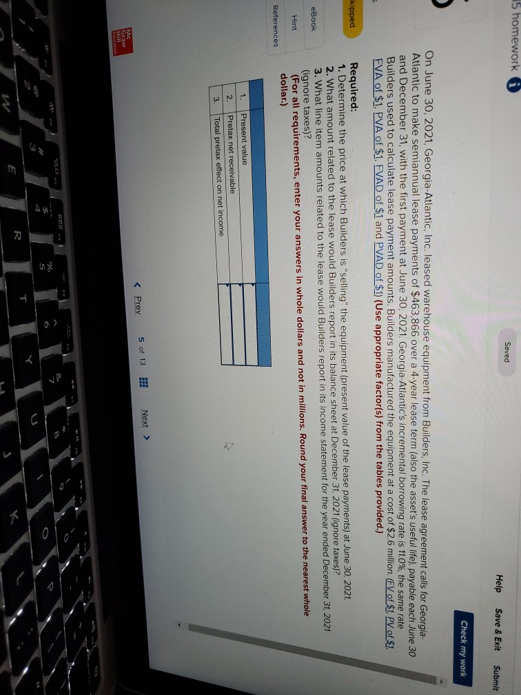 Solved 15 homework Saved Help Save & Exit Submit Check my | Chegg.com