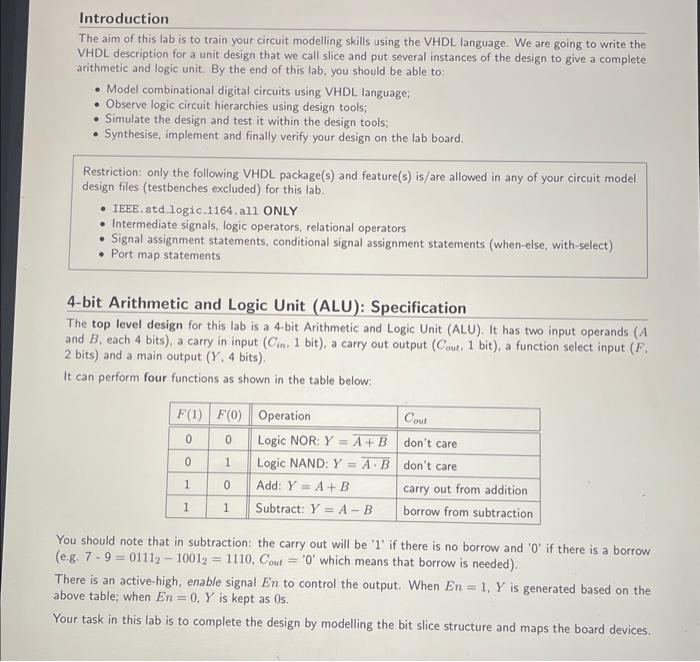 Solved Introduction The aim of this lab is to train your | Chegg.com