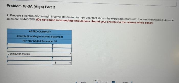 Solved Required information Problem 18-3A (Algo) Break-even | Chegg.com