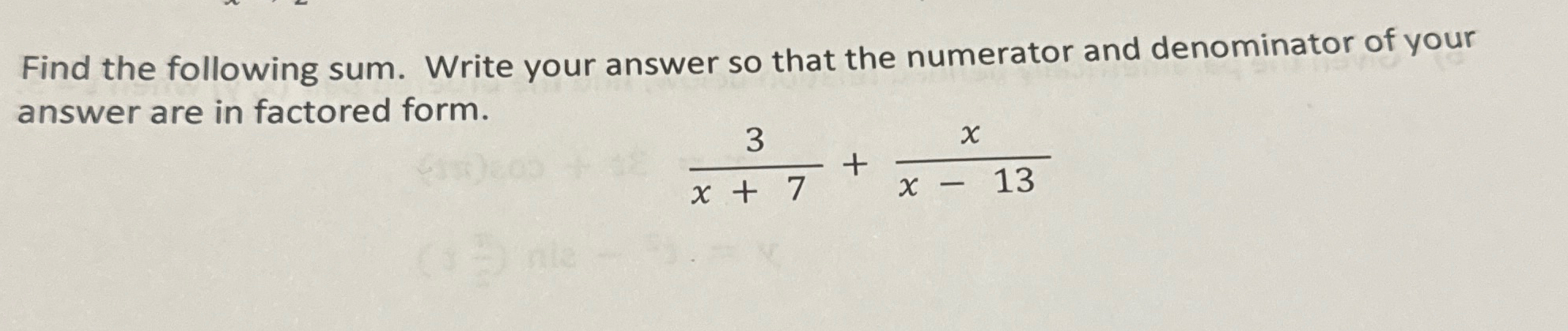 Solved Show me step by stepFind the following sum. Write | Chegg.com