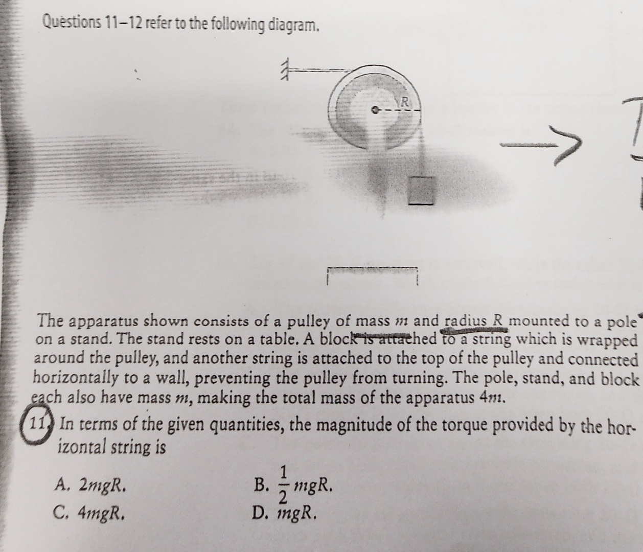 Solved Questions 11-12 ﻿refer to the following diagram.The | Chegg.com