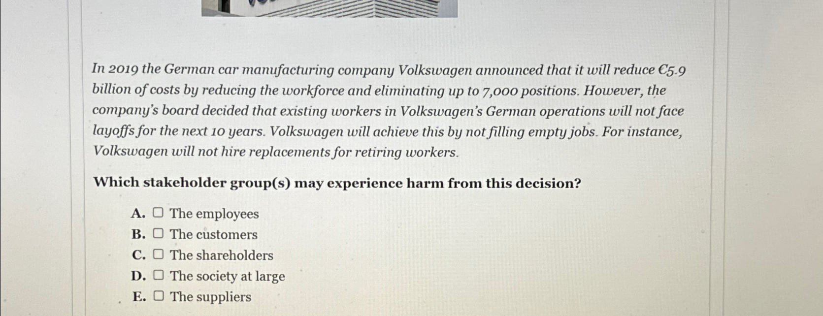 Solved In 2019 ﻿the German car manufacturing company | Chegg.com