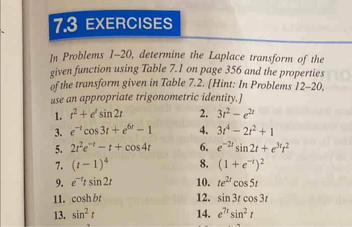 Solved Brief Table of Laplace TransformsIn Problems 1-20, | Chegg.com