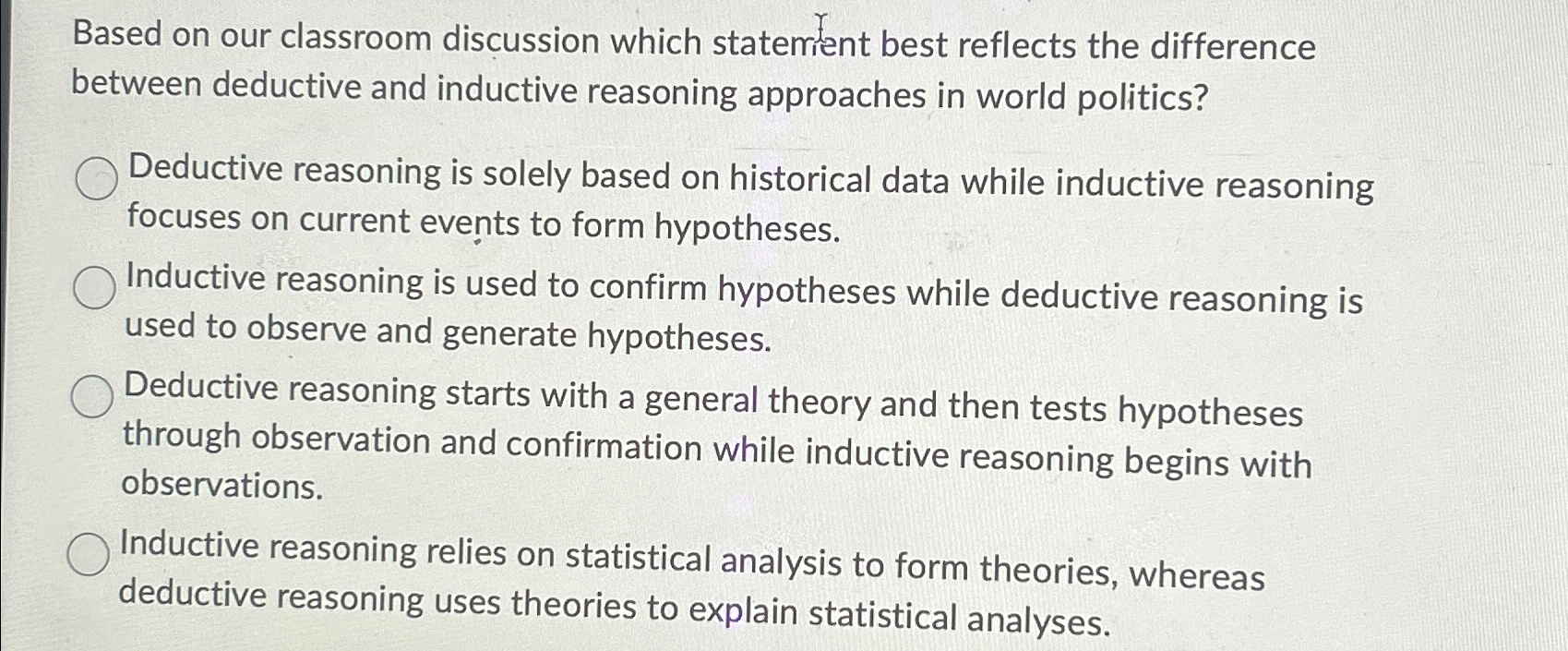 Solved Based on our classroom discussion which statement | Chegg.com