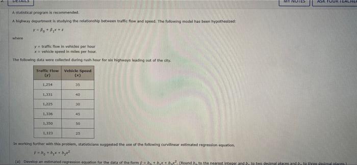 Solved A statistical program is recommended. A highway | Chegg.com
