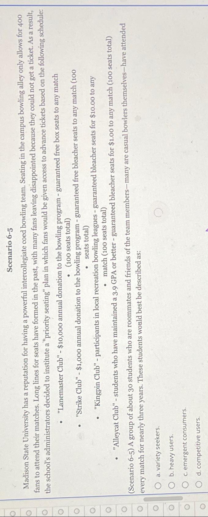 Solved Scenario 6-5Madison State University has a reputation | Chegg.com
