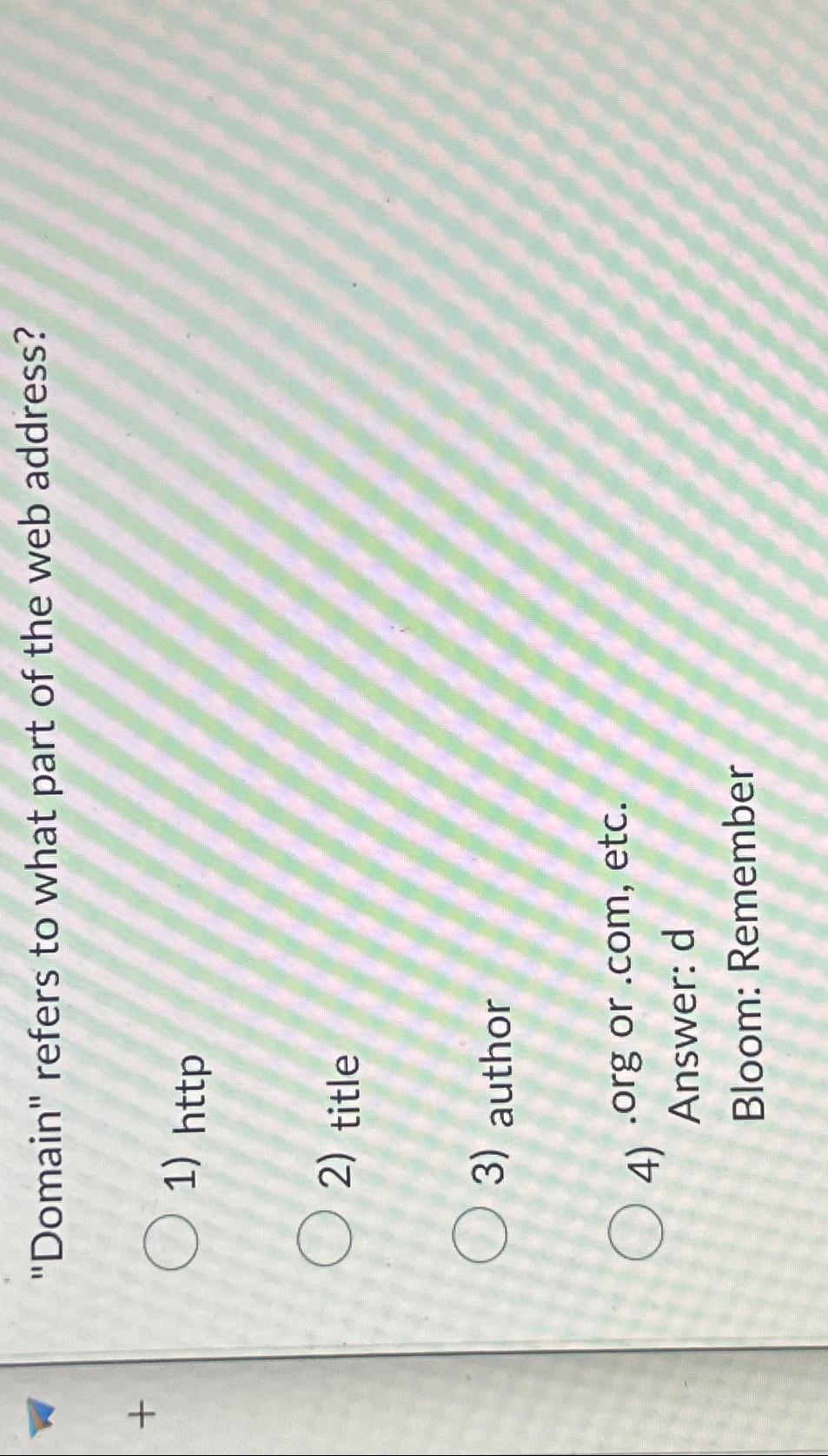 Solved "Domain" refers to what part of the web | Chegg.com