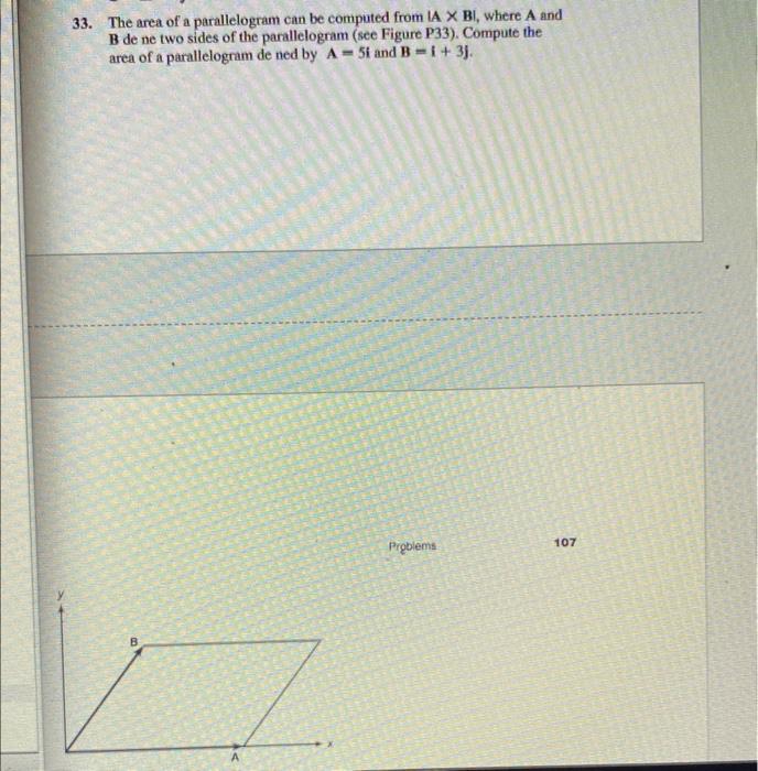 Solved 33. The area of a parallelogram can be computed from | Chegg.com