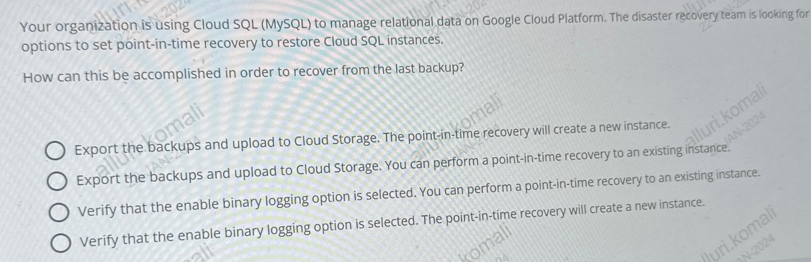 Solved Your organization is using Cloud SQL (MySQL) ﻿to | Chegg.com