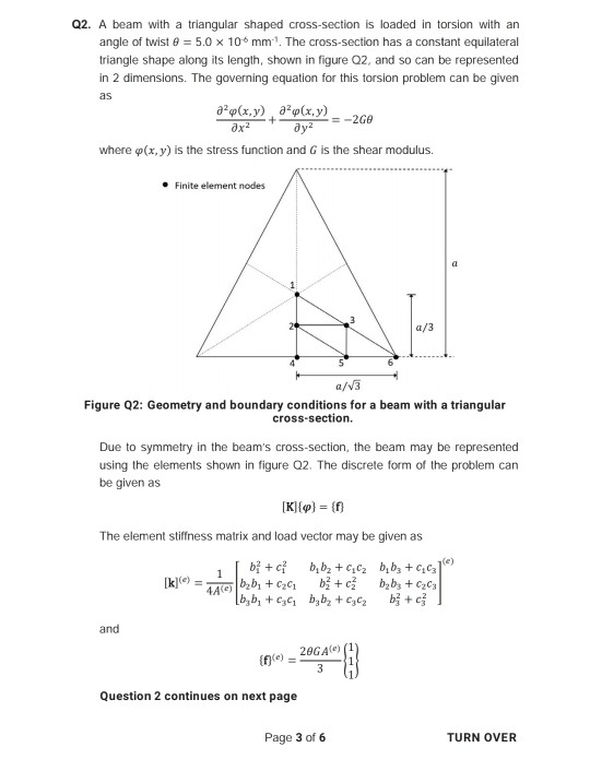 Q2. A beam with a triangular shaped cross-section is | Chegg.com