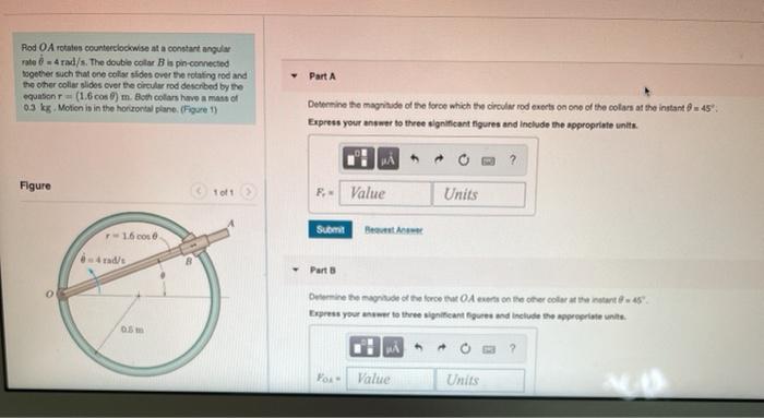 Solved Rod OA rotate counterclockwise sta constant angular | Chegg.com