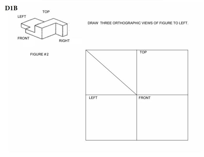 Solved DRAW THREE ORTHOGRAPHIC VIEWS OF FIGURE TO LEFT. | Chegg.com