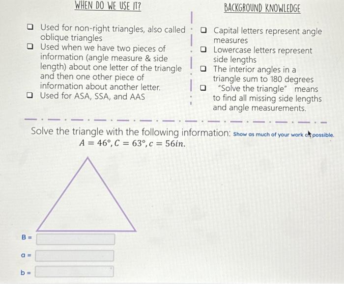 Solved WHEN DO WE USE II? BACKGROUND KNOWLEDGE Used for | Chegg.com