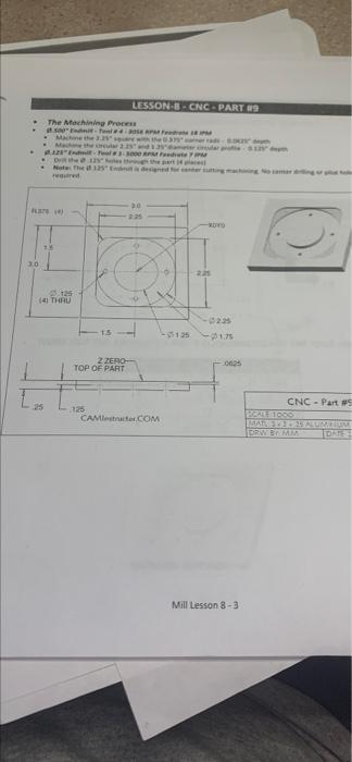 LESSON--CNC-PARTS The Machining Process REF Math M . | Chegg.com
