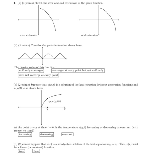 Solved 1. (a) (4 points) Sketch the even and odd extensions | Chegg.com