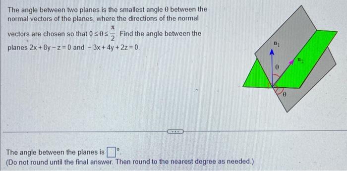 Solved The angle between two planes is the smallest angle θ | Chegg.com