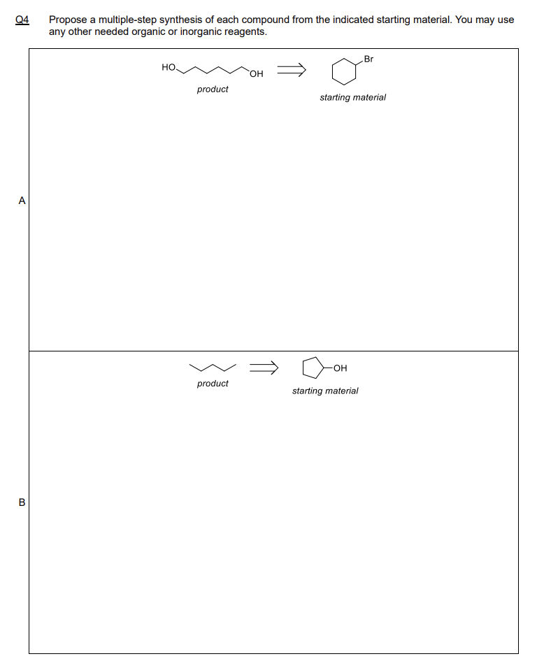 Q4 ﻿Propose a multiple-step synthesis of each | Chegg.com
